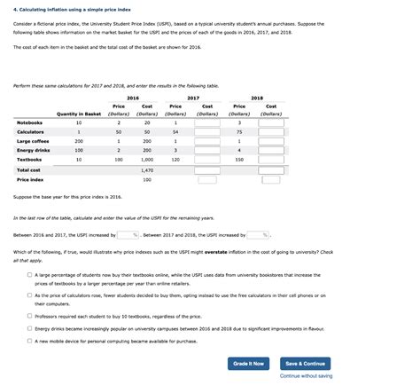 Solved 4 Calculating Inflation Using A Simple Price Index