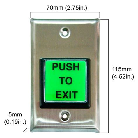 green square push to exit button with led light and timer delay function