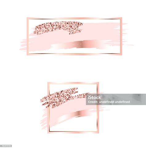 부드러운 핑크 톤에서 스트로크 브러쉬 부드러운 파스텔 색상입니다 장미 골드 사각형 프레임입니다 추상적인 벡터 배경입니다 핑크 스파클 광택 낙서 그런 지 또는 얼룩입니다 글