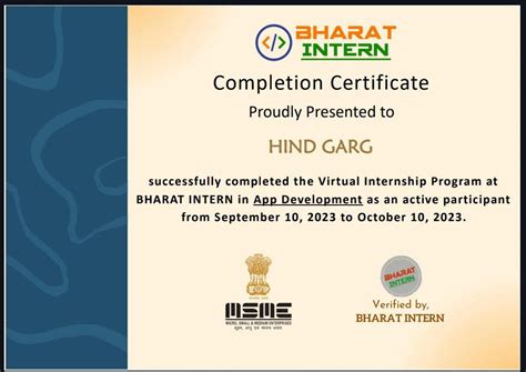 Hind Garg On Linkedin Bharatintern Appdevelopment Intern Linkedln