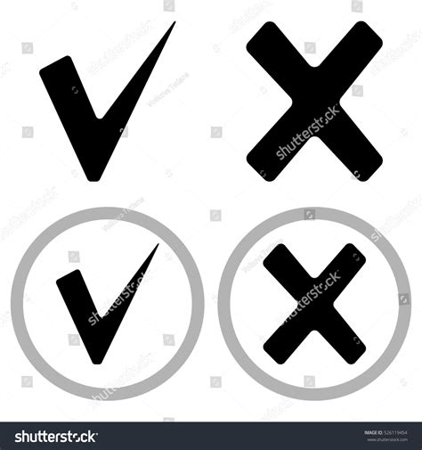 Tick Cross Icons Check Mark Vector Stock Vector Royalty Free 526119454