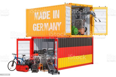 생산 및 독일에서 전자 및 가전 제품의 배송 3d 렌더링 흰색 배경에 고립 3차원 형태에 대한 스톡 사진 및 기타 이미지 3
