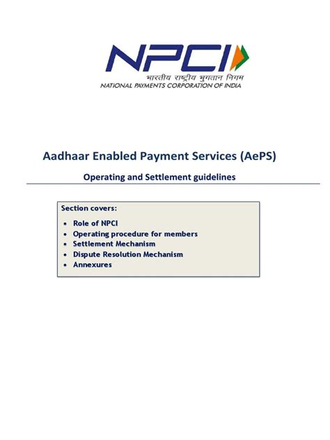 Aeps Operating And Settlement Guidelines V2 Pdf Credit Card Debit Card