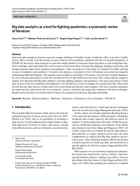 Pdf Big Data Analytics As A Tool For Fighting Pandemics A Systematic