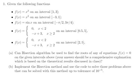 Solved Given The Following Functions F Ar On An Interval Chegg