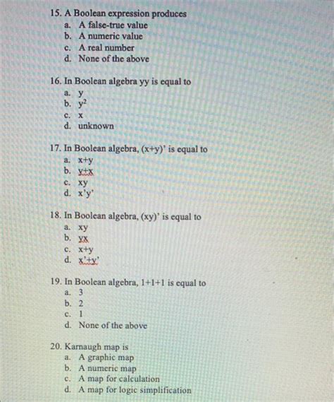 Solved 15 A Boolean Expression Produces A A False True