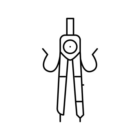 Compass Divider Stationery Character Line Icon Vector Illustration