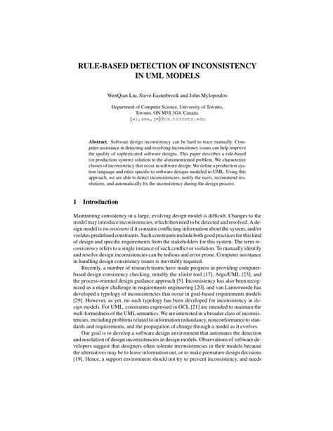 pdf rule based detection of inconsistency in uml models