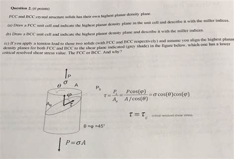 Solved Question Points FCC And BCC Crystal Structure Chegg Com