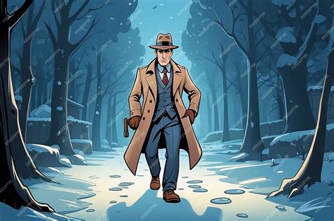 Premium Photo Cartoon Illustration Of A Detective Following