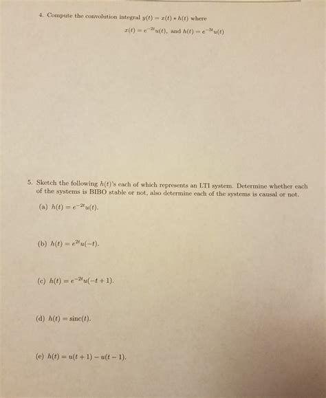 solved 4 compute the convolution integral y t t h t