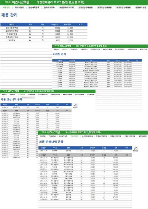 생산판매관리 프로그램증감액 증감률 비즈폼 샘플양식 다운로드