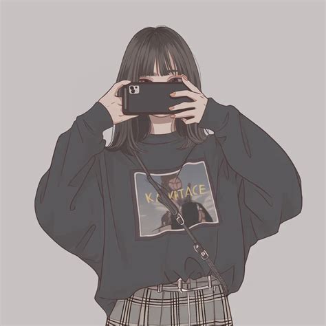 チェック柄で魅せるおしゃれ女子 かわいい韓国風アイコン｜イラスト・フリー素材なら「シンテリ」