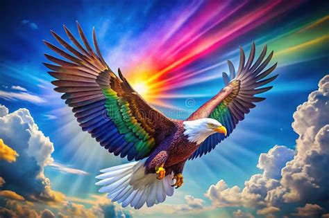 Majestic Rainbow Eagle Soaring A Powerful Freedom Symbol Vibrant Design