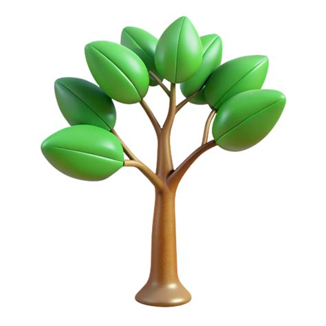 Impressive Classic Tree Sapling Side View Green Leaves Isolated Element