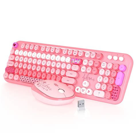 Wireless Keyboard And Mouse Mofii 104 Round Keys Lovely Full Size Cute Colorful Keyboard And