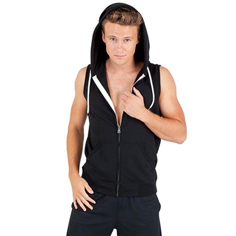 Mens Heather Sleeveless Zip Hoodies