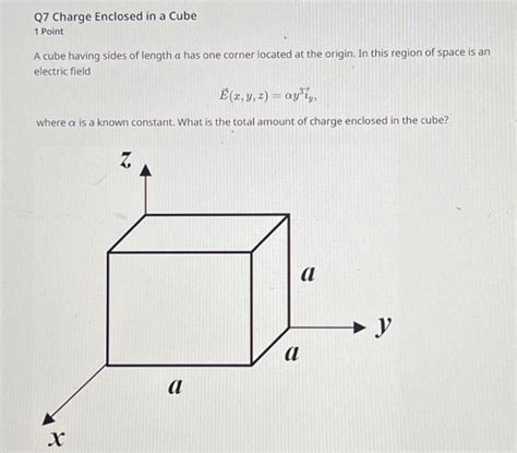 Solved Q7 Charge Enclosed In A Cube 1 Point A Cube Having