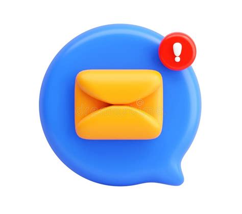 3d Email Alert Icon With Orange Envelope And Exclamation Mark In Blue Chat Bubble Representing