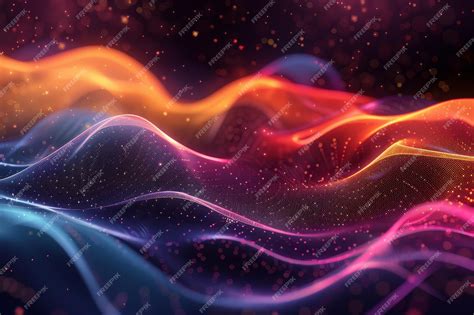Abstract Digital Waveform With Glowing Particles Premium Ai Generated