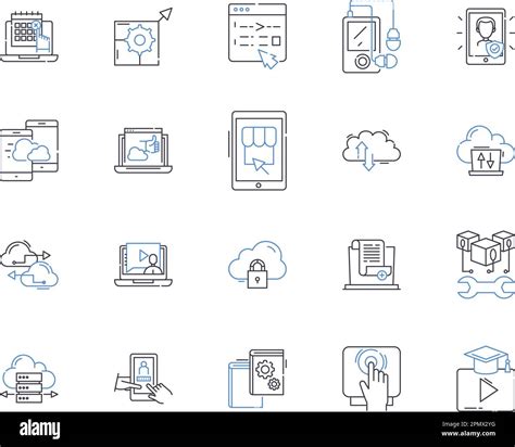 Computer And Devices Outline Icons Collection Computer Devices Laptop Desktop Printer