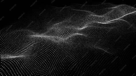 Premium Vector A Wave Of Particles Abstract Dark Background With Dynamic Wave The Concept Of