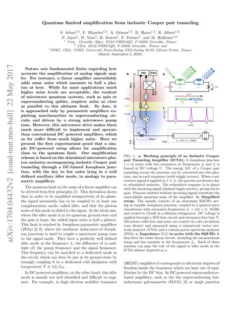 Pdf Quantum Limited Amplification From Inelastic Cooper Pair Tunneling