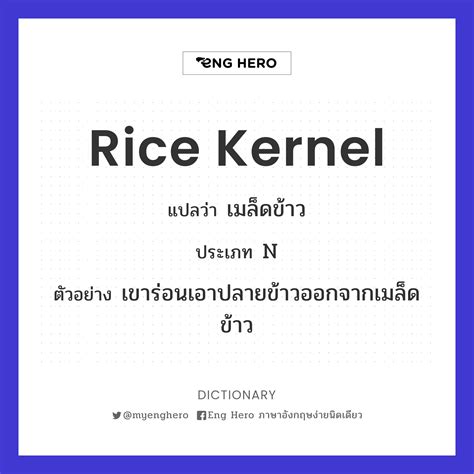 Rice Kernel แปลว่า เมล็ดข้าว Eng Hero เรียนภาษาอังกฤษ ออนไลน์ ฟรี