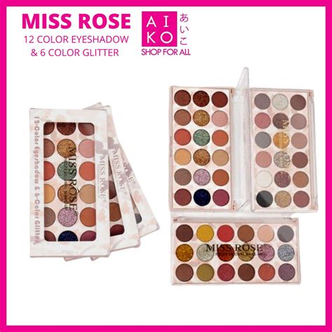 Aiko Miss Rose 12 Color Eyeshadow And 6 Color Glitter 1pcs Shopee