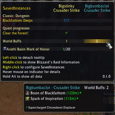 Saved Instance Tracker Classic World Of Warcraft Addons CurseForge