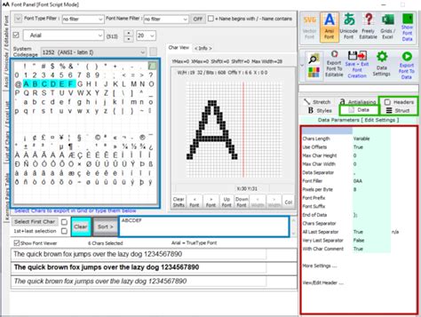 Glcd Font Generator Data And Structure Parameters Bitmap2lcd