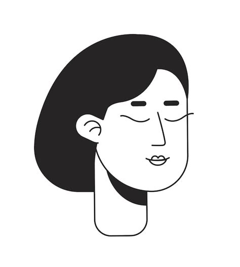 Premium Vector Closed Eyes Woman In Peaceful Mood Flat Line Monochromatic Vector Character Head