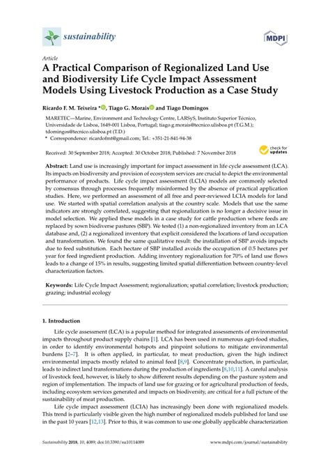 Pdf A Practical Comparison Of Regionalized Land Use And Biodiversity