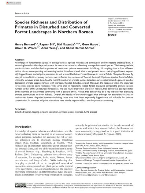 Species Richness And Distribution Of Primates In Disturbed And Converted Forest Landscapes In