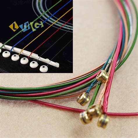 [lhg] New One Set 6pcs Rain Colorful Color Strings For Acoustic Guitar Accessory Hot One Set
