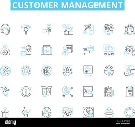 Customer Management Linear Icons Set Service Satisfaction Loyalty Engagement Feedback