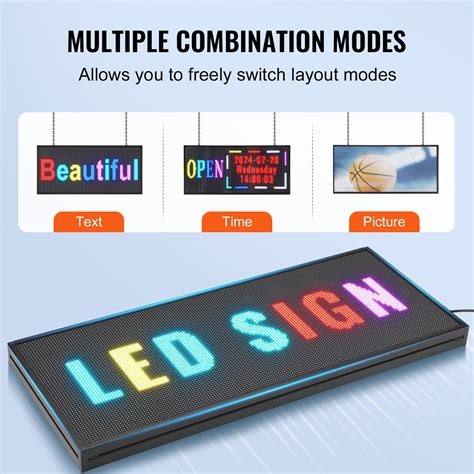 Vevor Programmable Led Sign P5 Full Color Led Scrolling Panel Diy Custom Text Animation