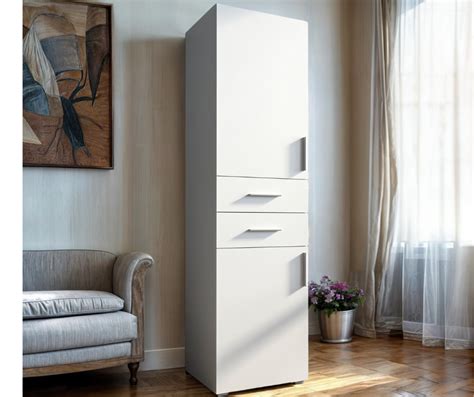 ᐉ Шафа пенал Tobi Sho St 0014 з полицями та висувними шухлядами 600х2180х520 мм Білий • Краща