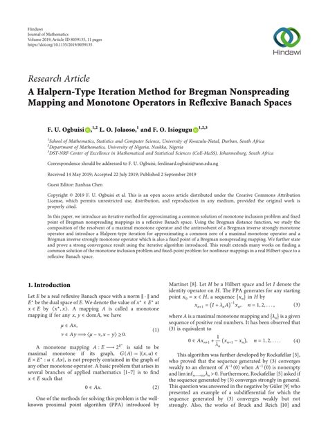 Pdf A Halpern Type Iteration Method For Bregman Nonspreading Mapping