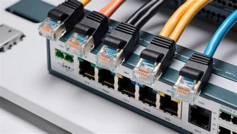 Close Up Of Colorful Ethernet Cables Connected To A Router For
