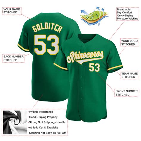 Custom Kelly Green White Gold Authentic Baseball Jersey Sale Fcustom
