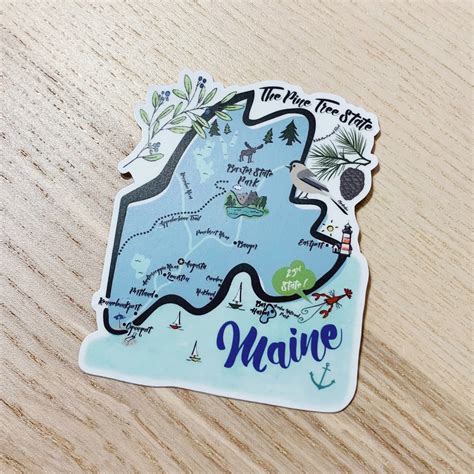 Maine State Vinyl Sticker Etsy