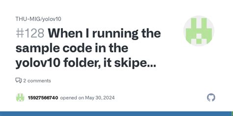 When I Running The Sample Code In The Yolov10 Folder It Skiped Into