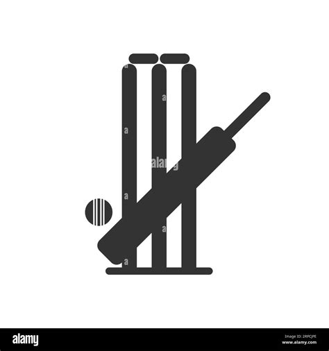 Cricket Bat Ball Stump Bails Icon Stock Vector Image And Art Alamy