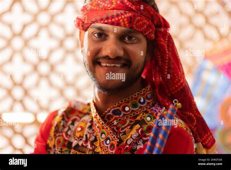 Close Up Portrait Of Gujrati Man With Traditional Outfit Stock Photo Alamy
