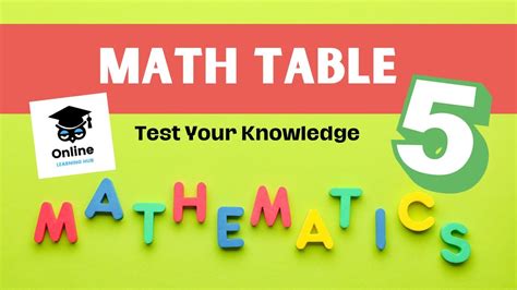 Learn Math Table Of 5 Dodging Format Youtube