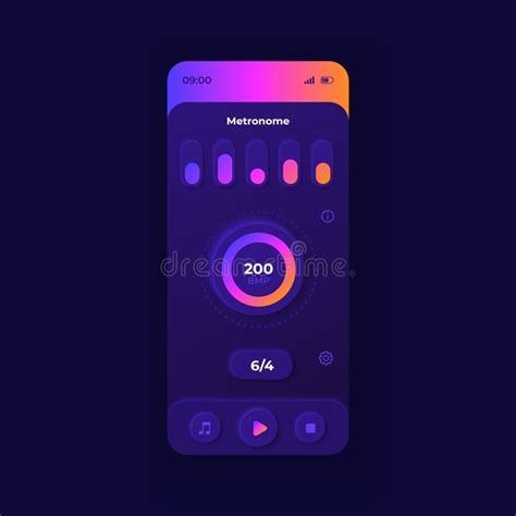 Metronome Application Tablet Interface Vector Template Mobile App Page Day Mode Design Layout