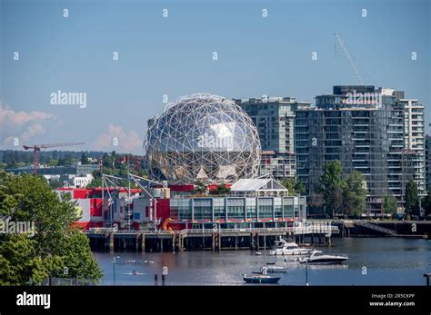 Vancouver British Columbia Science World Exterior Above False Creek