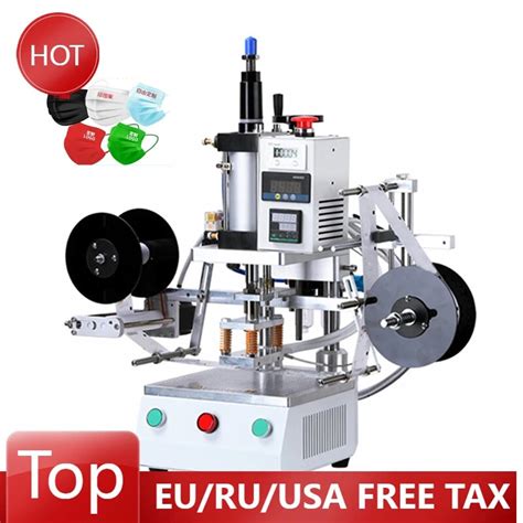 핫 포일 스탬핑 기계 상표 패턴 로고 엠보싱 공압 열 프레스 기계 모자 양말 마스크 작업부각기 Aliexpress