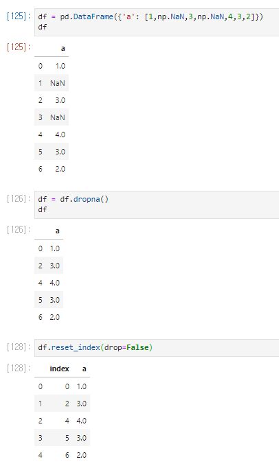 [python] pandas dataframe 인덱스 reset 하기